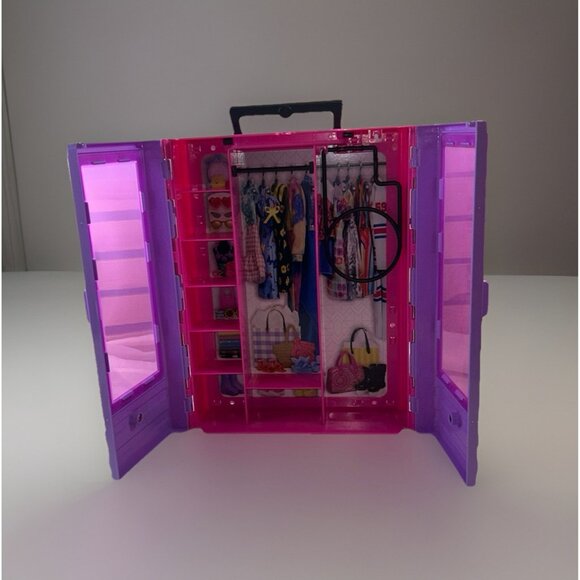 Mattel | Toys | Mattel Barbie Pink Wardrobe Carrying Case Closet With ...